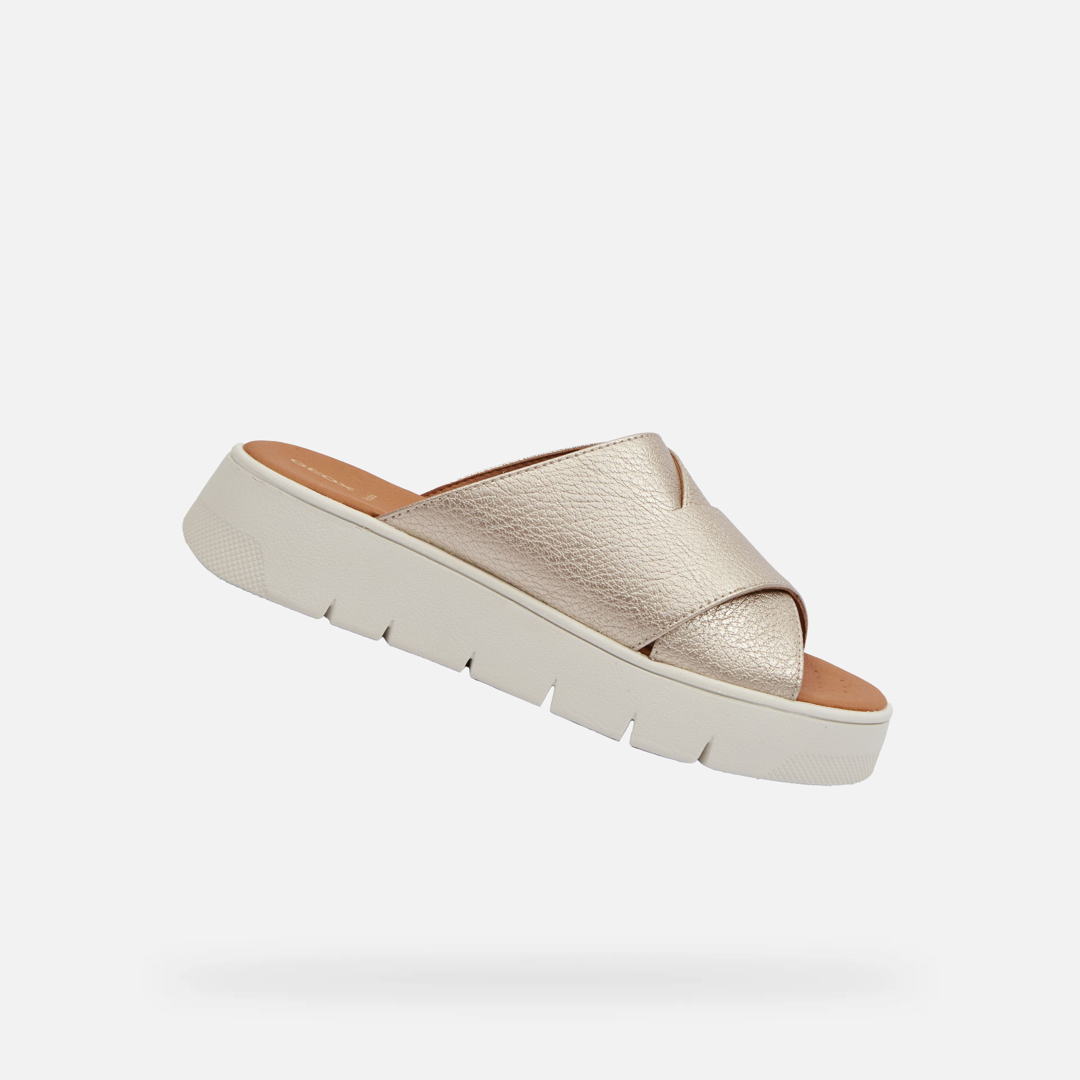 Zlaté dámské pantofle Geox | Geox.cz - Oficiální e-shop značky GEOX pro ...